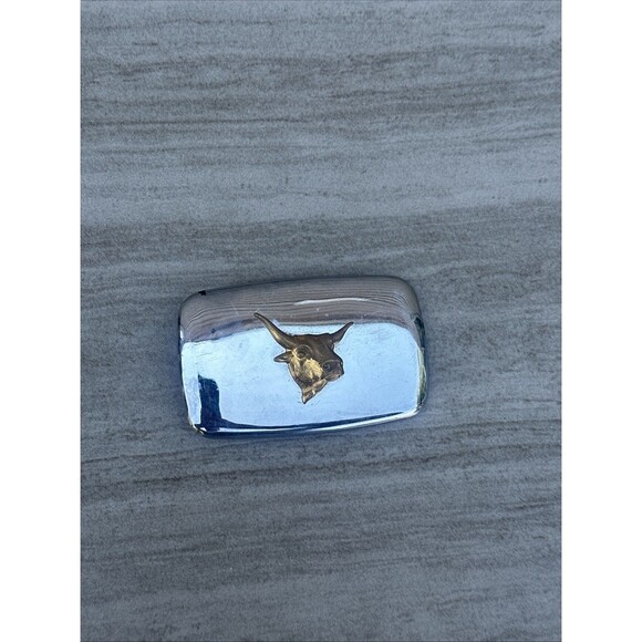 Handmade | Accessories | Vintage Silver Chrome Shiny Buckle Gold Bull ...